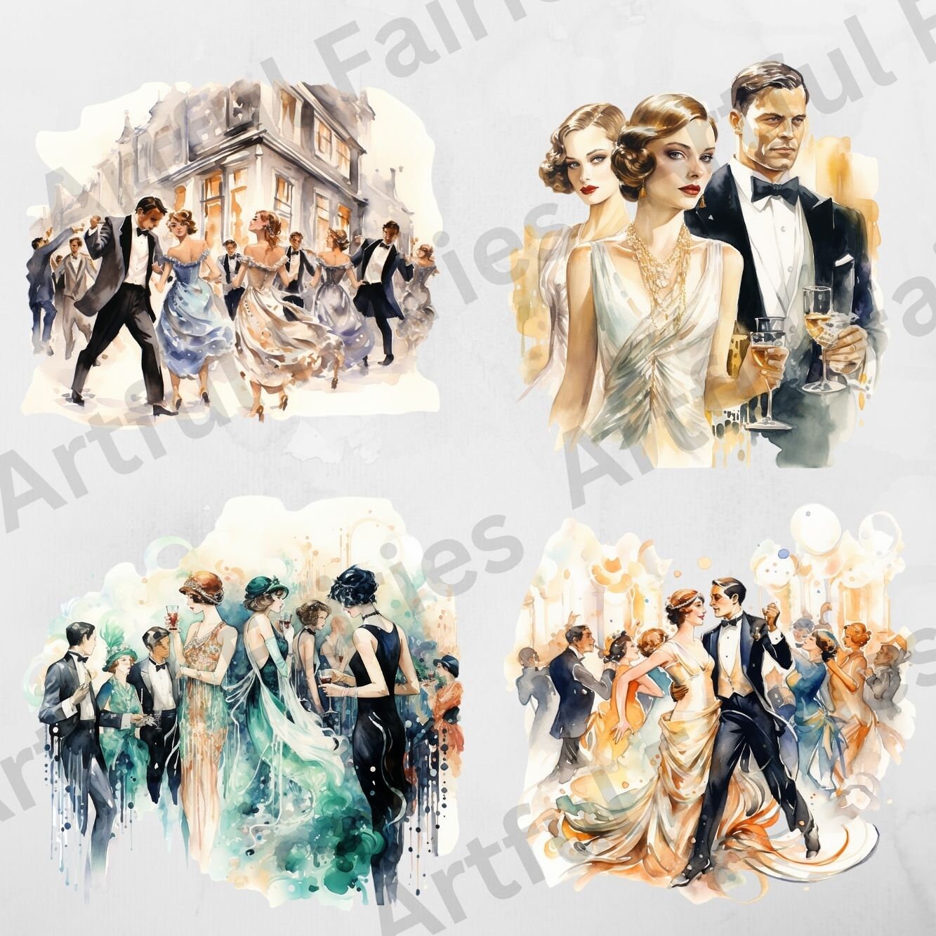 1920s Party Clipart Flapper Clipart Flapper Dress PNG Retro People ...