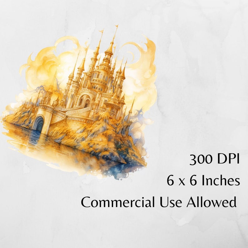 Gold Castle Clipart Fantasy Clipart Castle in the Sky Fantasy - Etsy