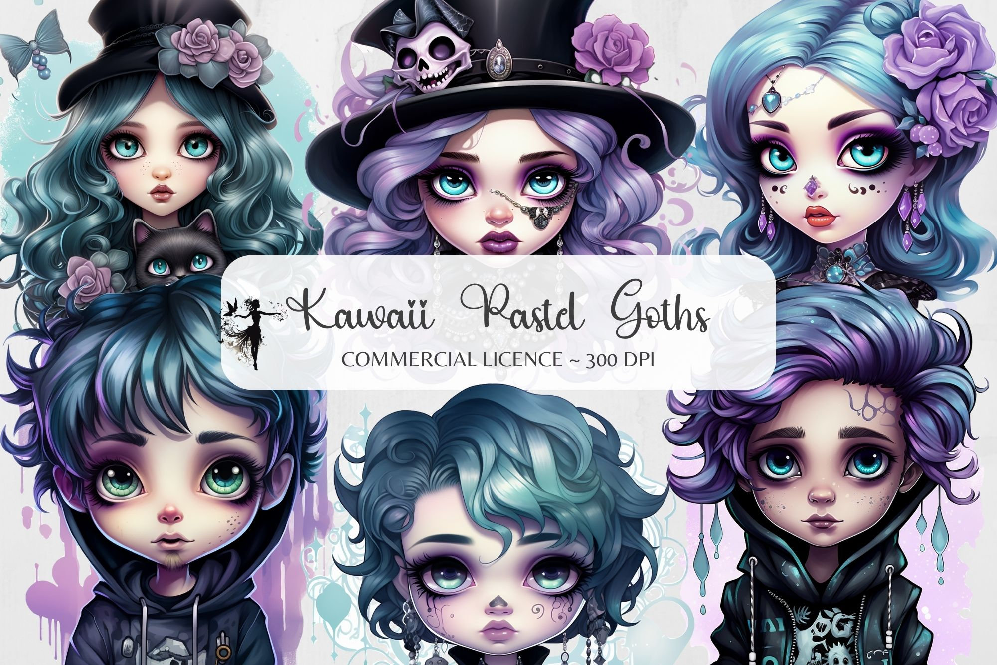 Pastel Goth Clipart Kawaii Goth PNG Pastel Goth Stickers Pastel Goth ...