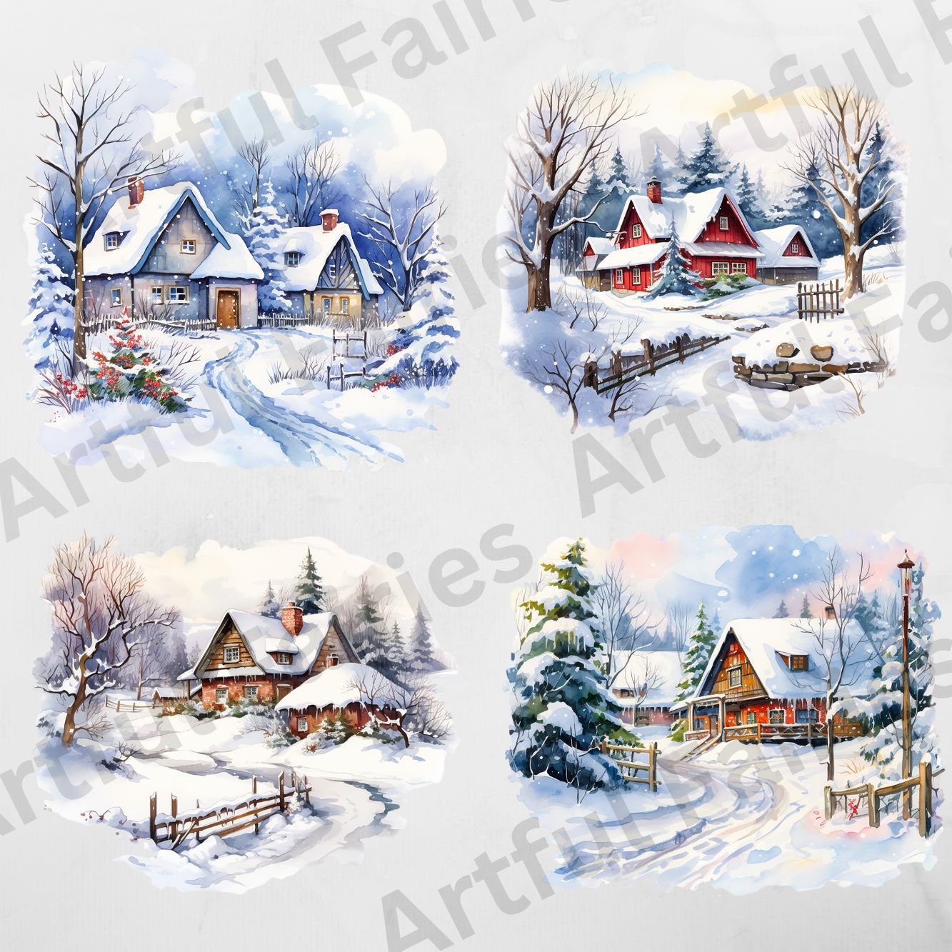 Snow Scene Clipart Christmas Scene PNG Christmas Printable Winter ...