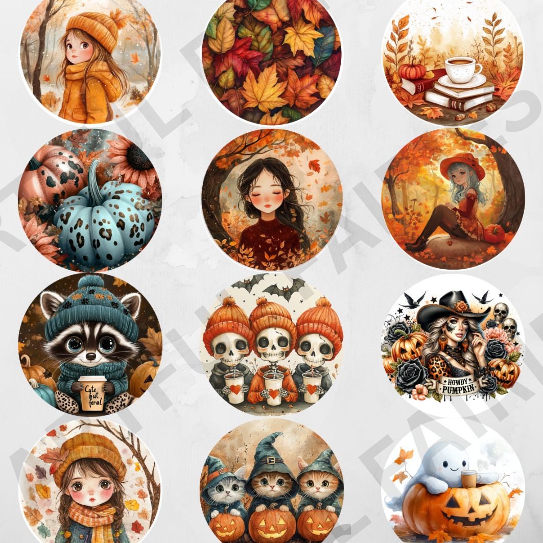 Fall Car Coaster PNG Bundle Sublimation Design Autumn Halloween ...