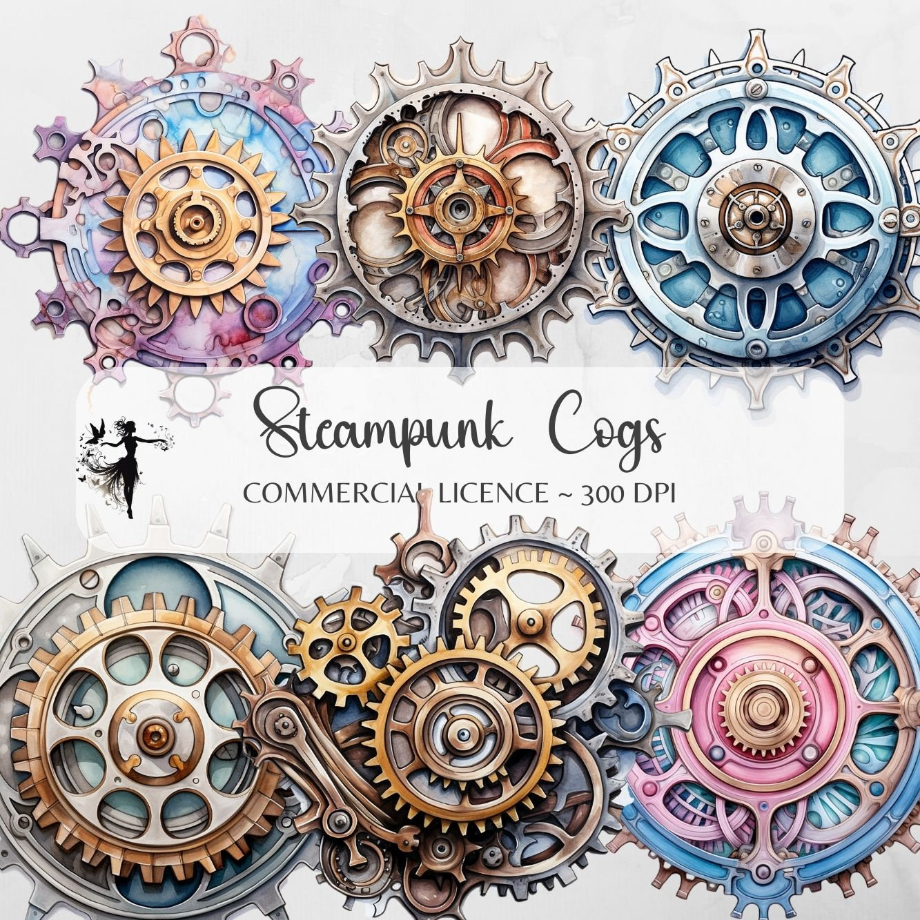 Metal Steampunk Clipart Gears Cogs PNG Gear Watercolor Steampunk PNG ...