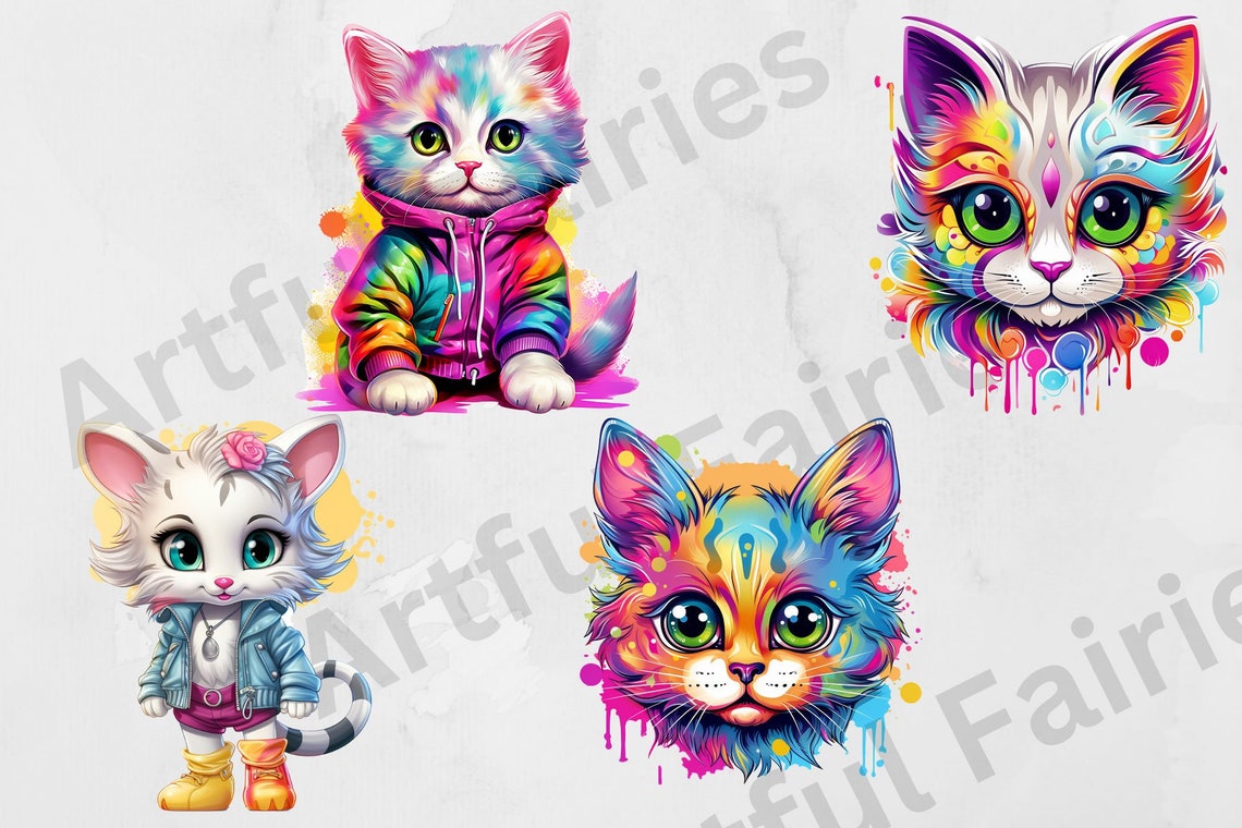 Cat Clipart Cat PNG Animal Clipart Cute Kitty Rainbow Clipart Rainbow ...