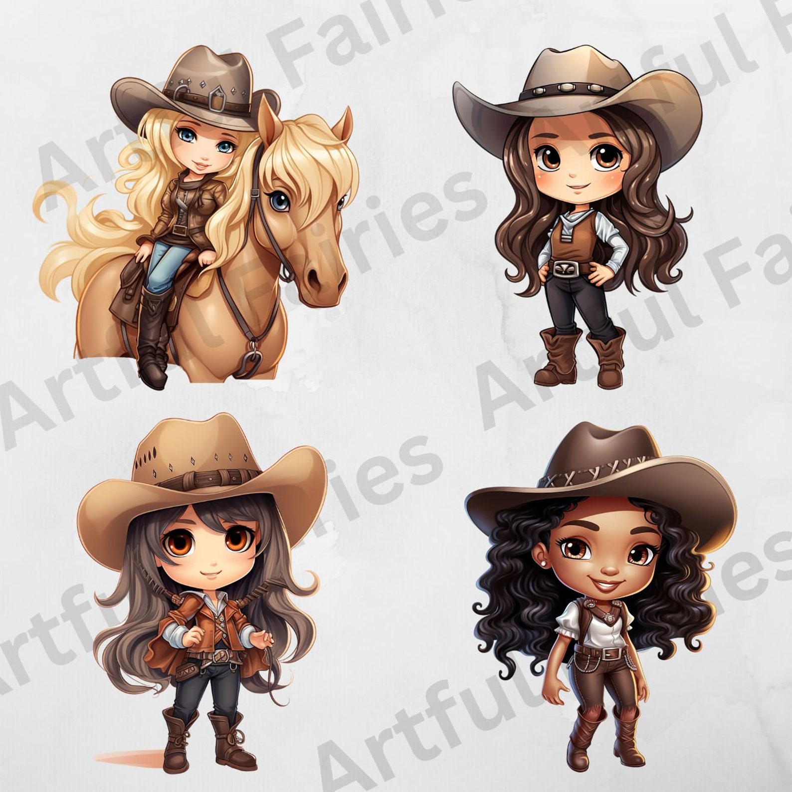 Cowgirl Clipart Western Clipart Cowgirl PNG Chibi Clipart Chibi PNG ...
