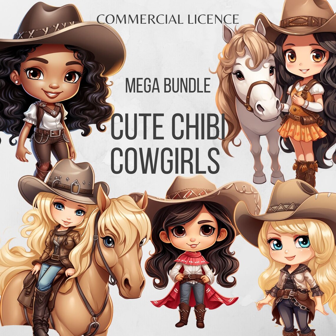 Cowgirl Clipart Western Clipart Cowgirl PNG Chibi Clipart - Etsy