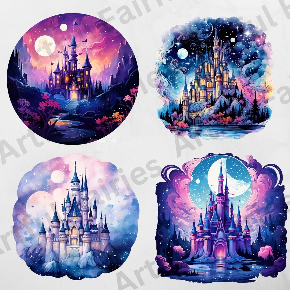 Fantasy Castle Clipart Fantasy Clipart Castle in the Sky - Etsy