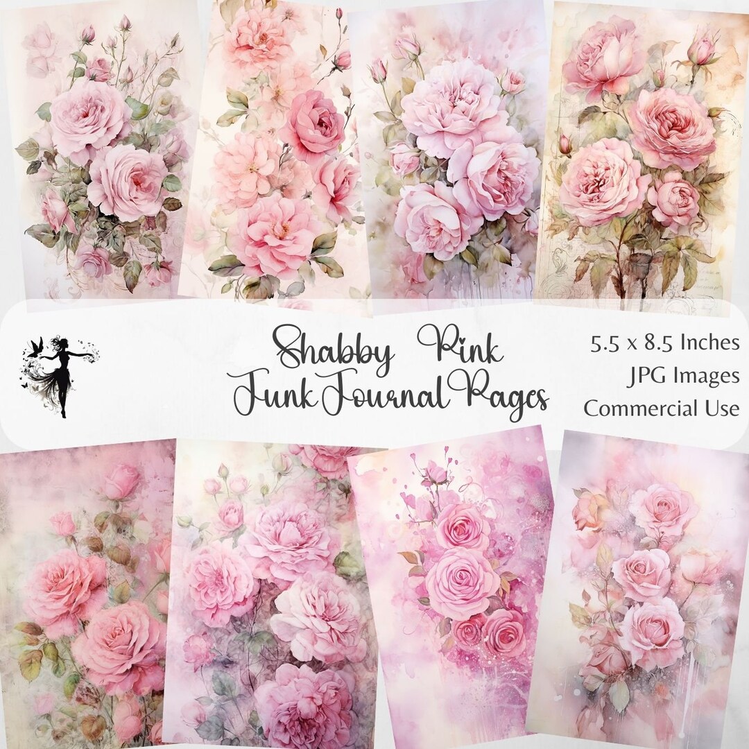Shabby Pink Floral Junk Journal Pages Journal Kit Floral Junk Journal ...