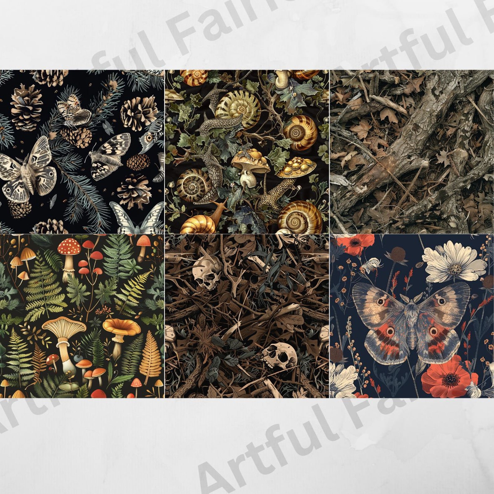 Goblincore Seamless Pattern Digital Paper Backgrounds Forest Witchy ...