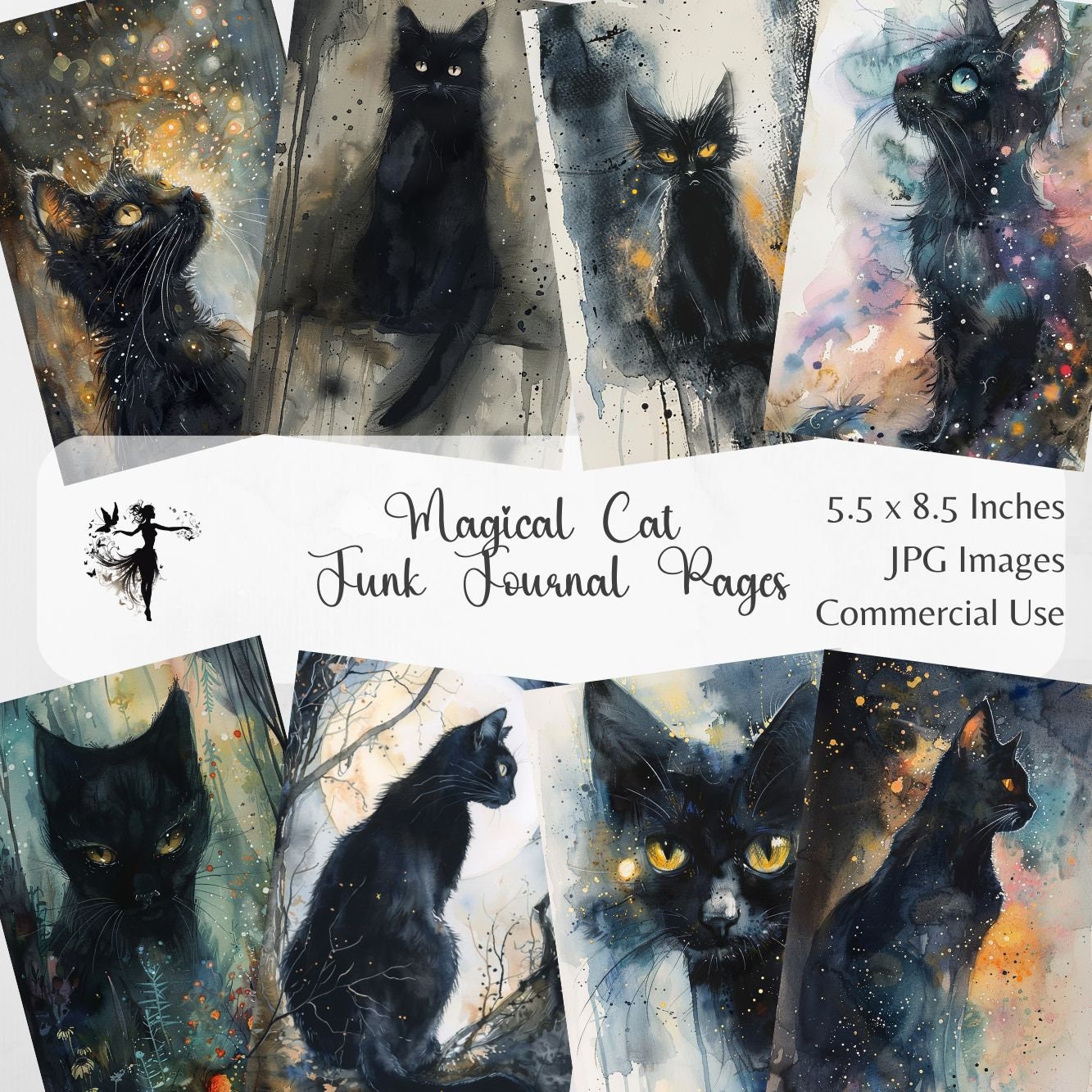 Witchy Cat Junk Journal Pages Journal Kit Magical Black Cat Junk ...