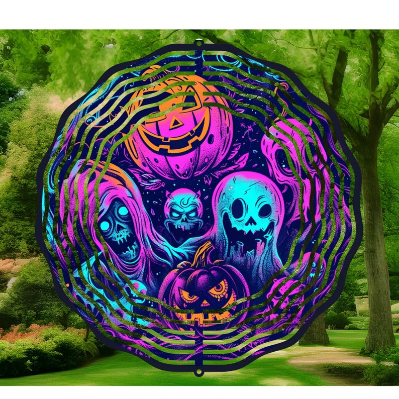 Neon Halloween Wind Spinner PNG Halloween Spinner Designs Sublimation Spinner Garden Spinners ...