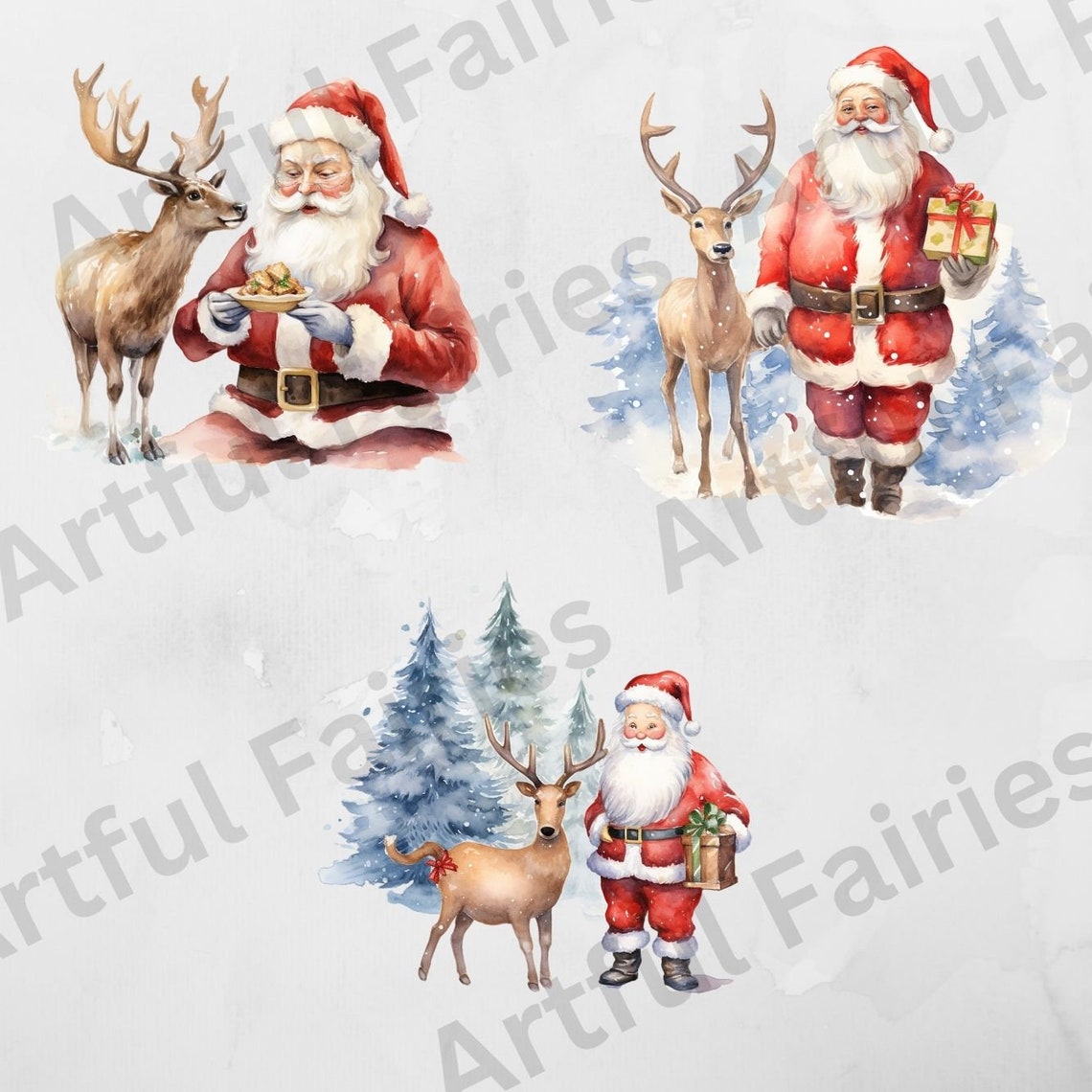 Santa Clipart Santas Reindeer PNG Santa Claus PNG Santa Little - Etsy