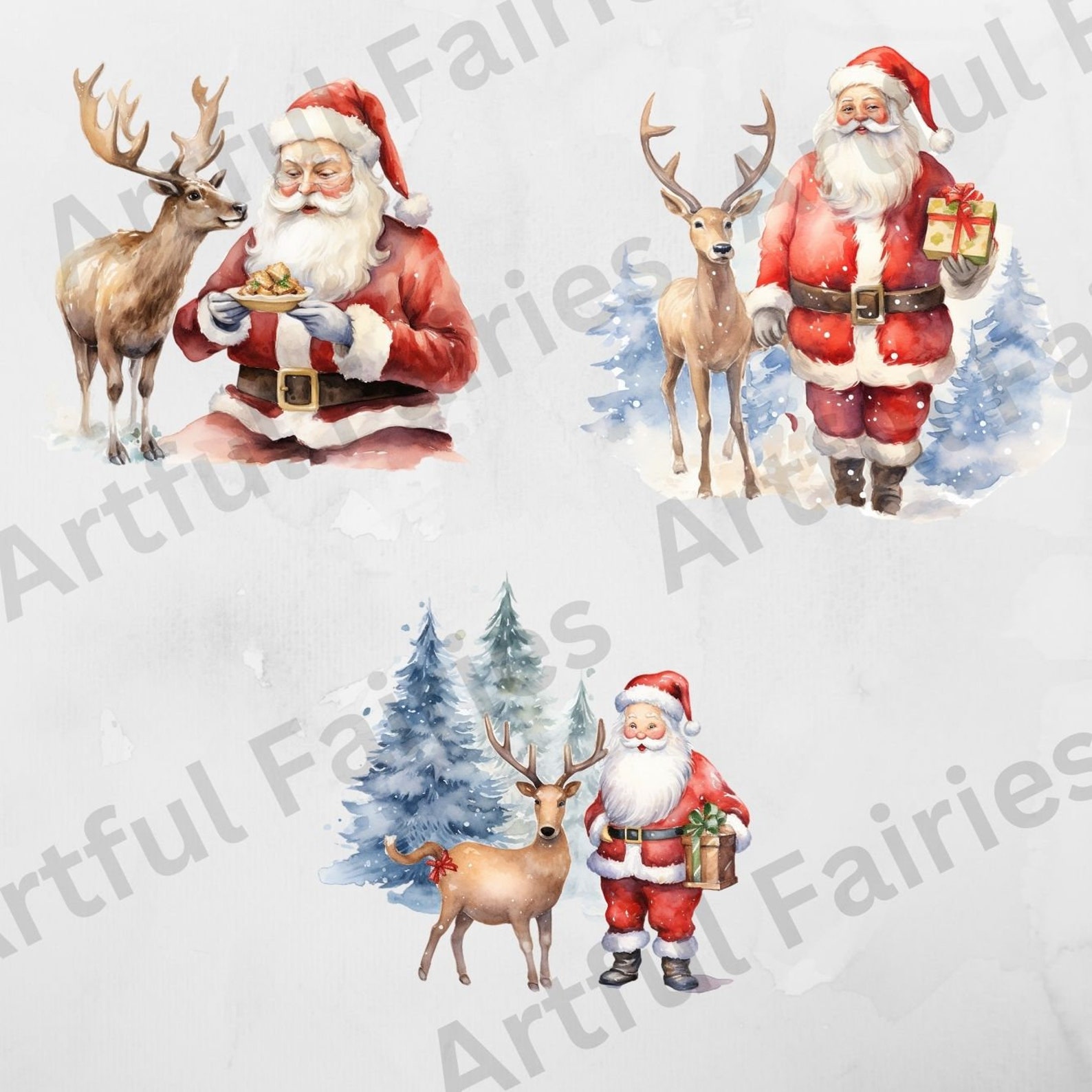 Santa Clipart Santas Reindeer PNG Santa Claus PNG Santa Little - Etsy