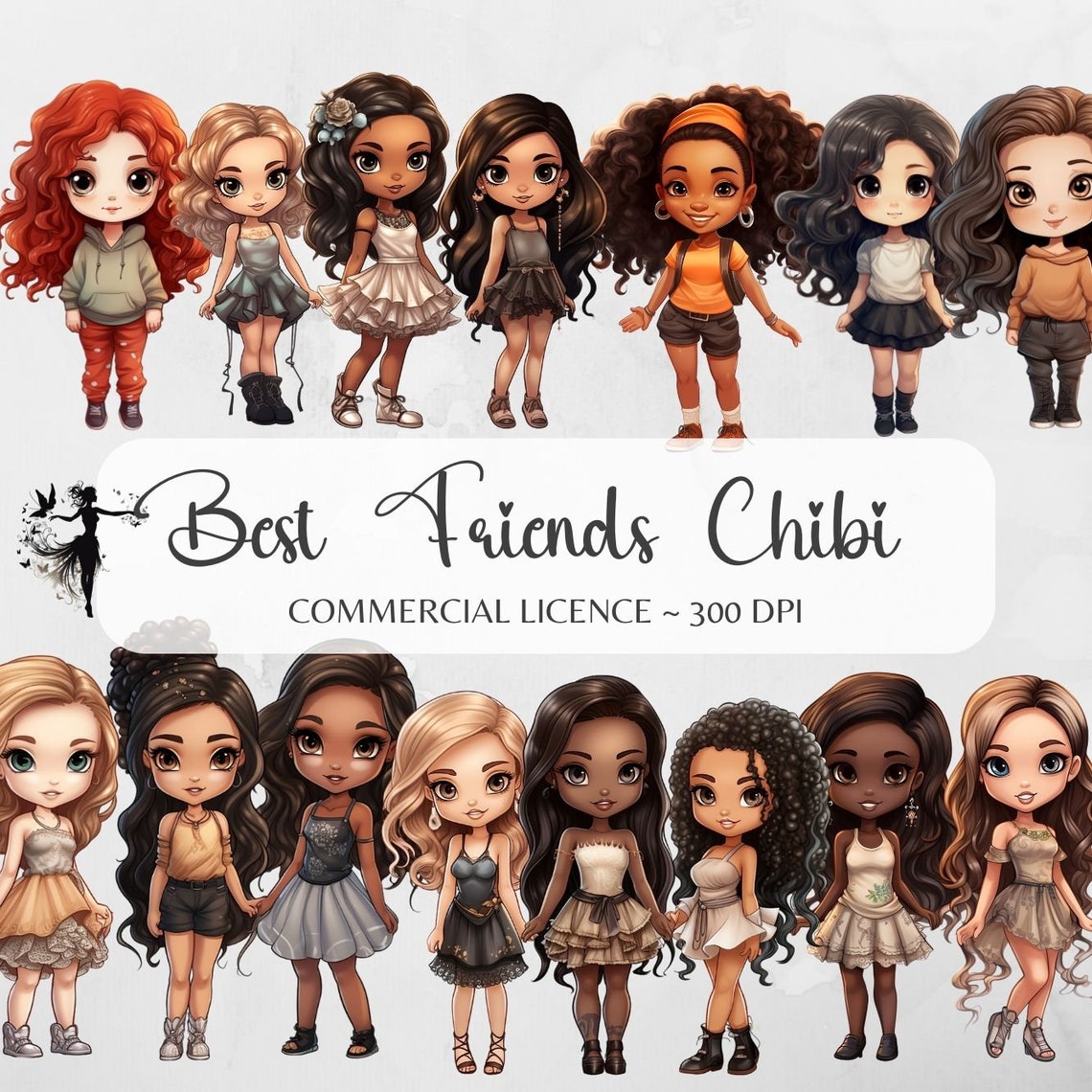 Best Friends Clipart Chibi Clipart Chibi PNG Best Friends Png - Etsy