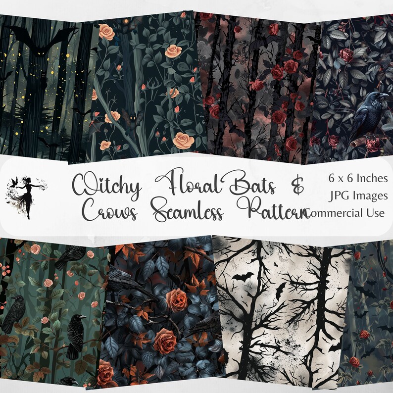Witchy Seamless Pattern Digital Paper Backgrounds Forest Witch ...