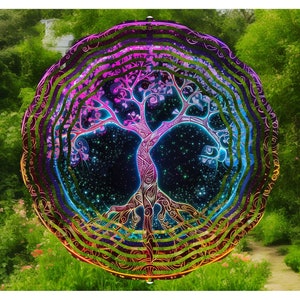 Tree of Life Wind Spinner PNG Bundle Neon Spinner Sublimation Design ...