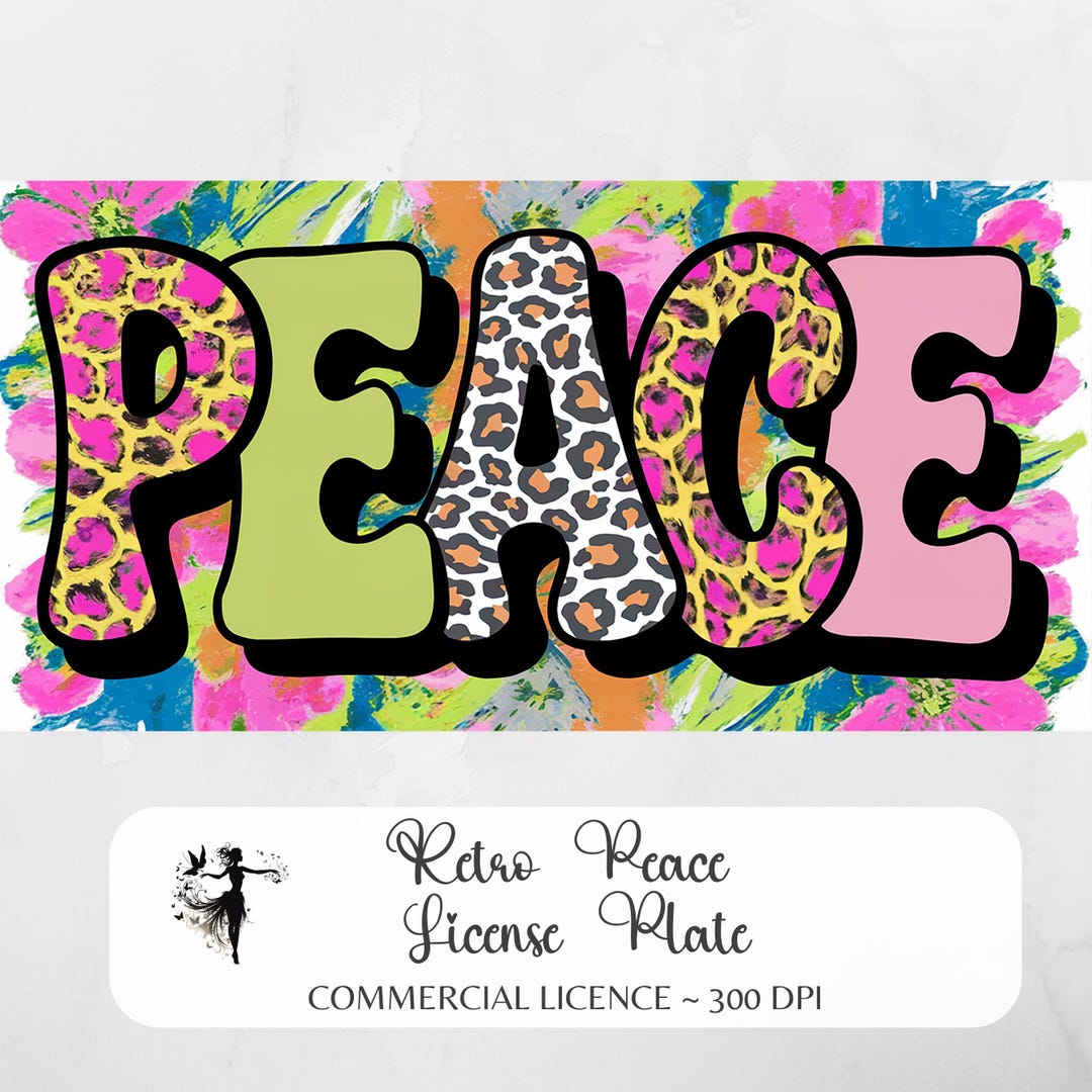 Peace License Plate PNG Hippie Design Cute Front License Plate Retro ...