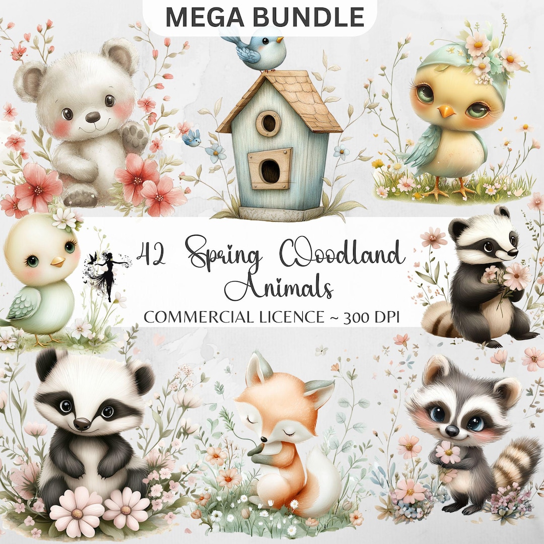 Watercolor Spring Woodland Animals Clipart Fox PNG Whimsical Woodland ...