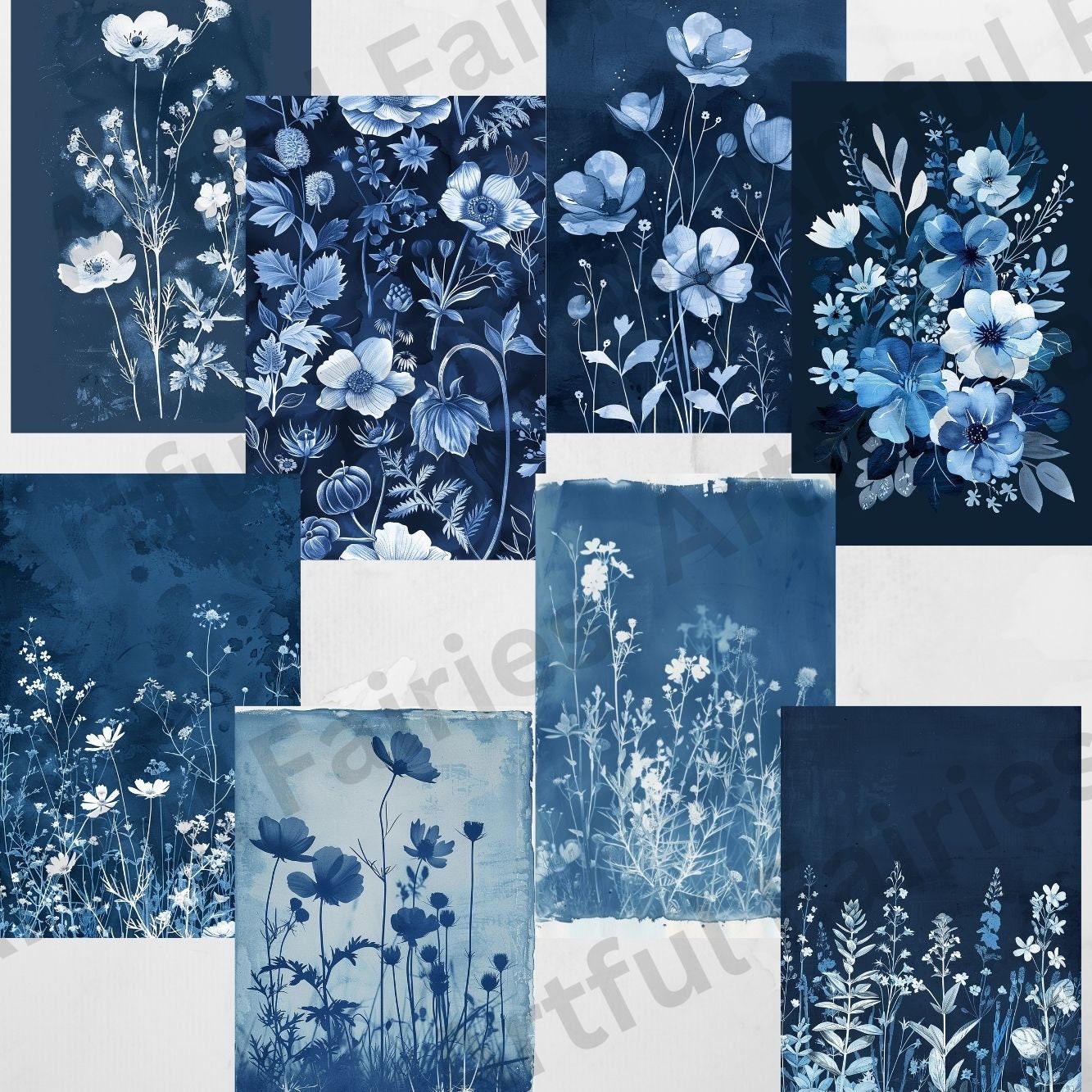 Cyanotype Junk Journal Pages Scrapbooking Pages Printable Journal ...