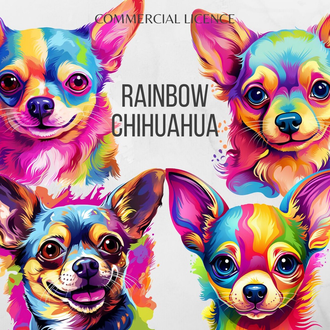 Rainbow Chihuahua PNG Dog Clipart Animal Clipart Dog PNG Pet ...