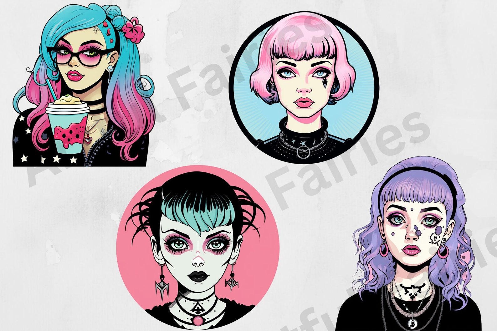 Pastel Goth Clipart Goth PNG Pastel Goth Stickers Pastel Goth Art Goth ...