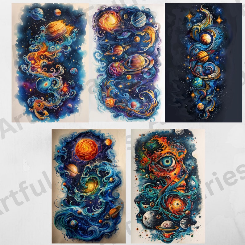 Whimsical Space Junk Journal Page Space Background Digital Paper ...