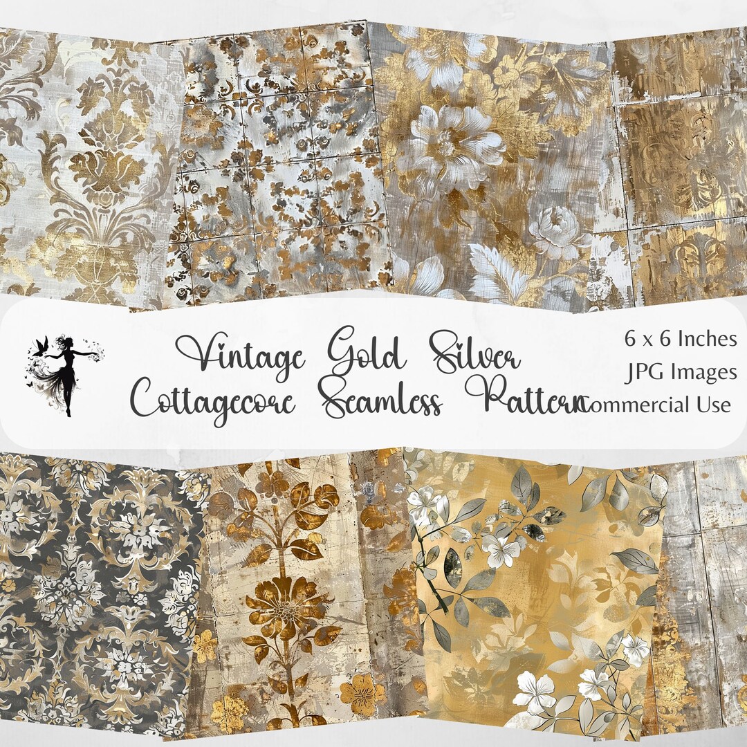 Gold Seamless Pattern Digital Paper Background Rustic Filigree ...