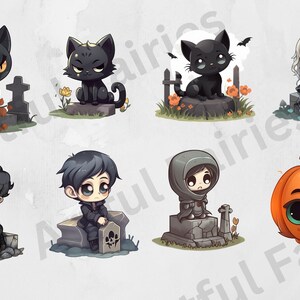 Kawaii Halloween Clipart Cute Halloween PNG Chibi Clipart - Etsy