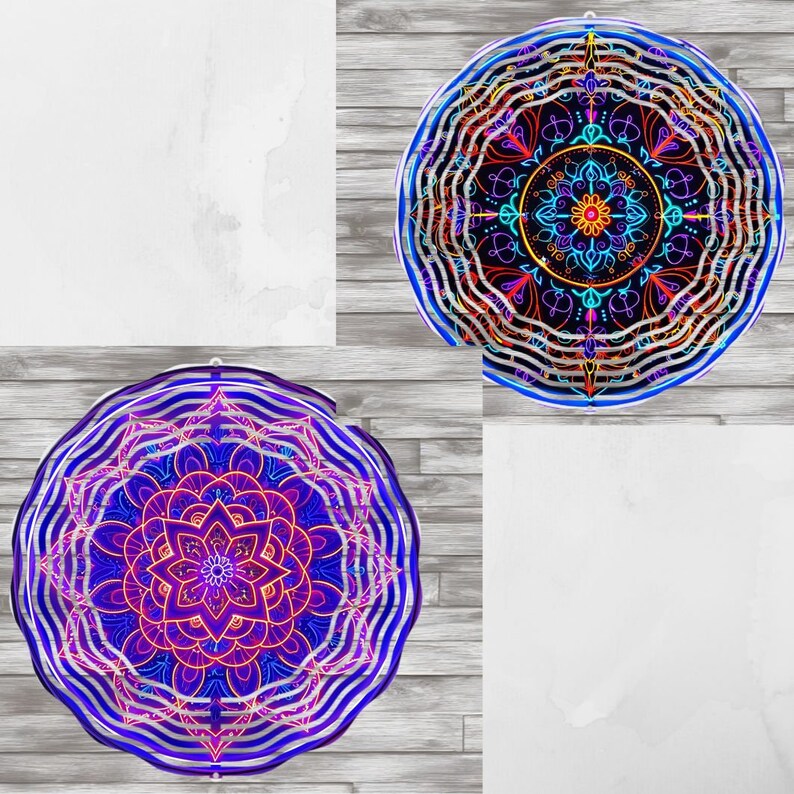 Mandala Wind Spinner PNG Bundle Neon Spinner Sublimation Design Wind ...
