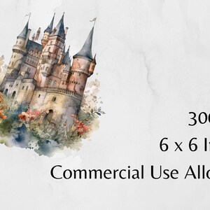 Romantic Medieval Castle Clipart Watercolor Clipart Fantasy - Etsy
