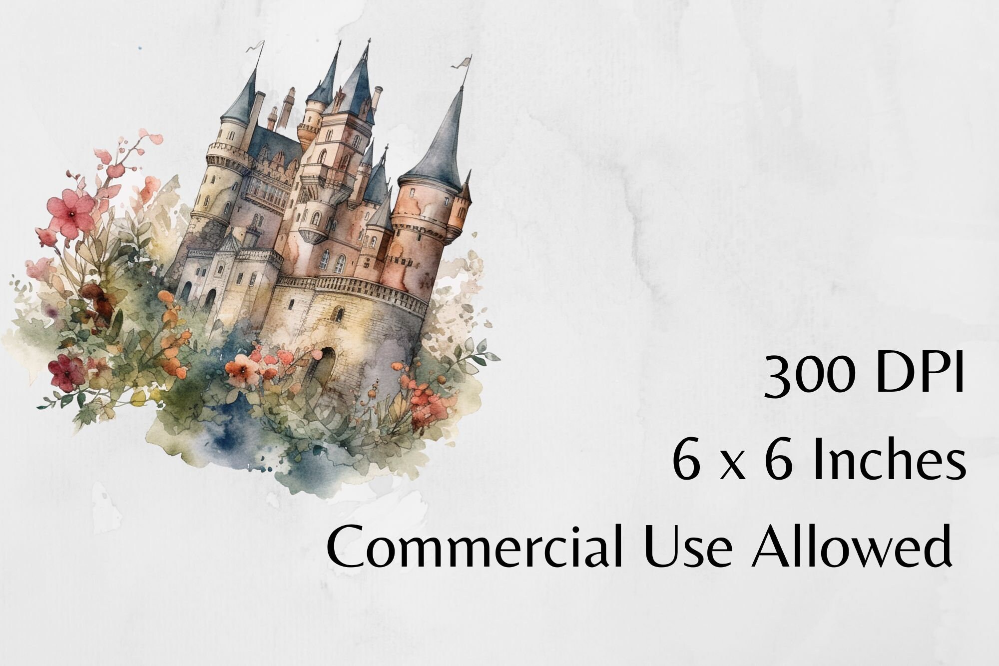 Romantic Medieval Castle Clipart Watercolor Clipart Fantasy - Etsy