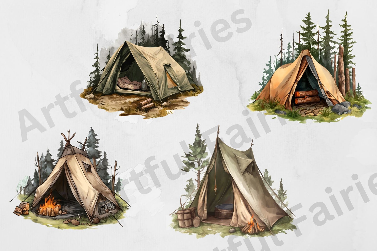 Tent Clipart Campfire PNG Camping Clipart Travel Clipart - Etsy