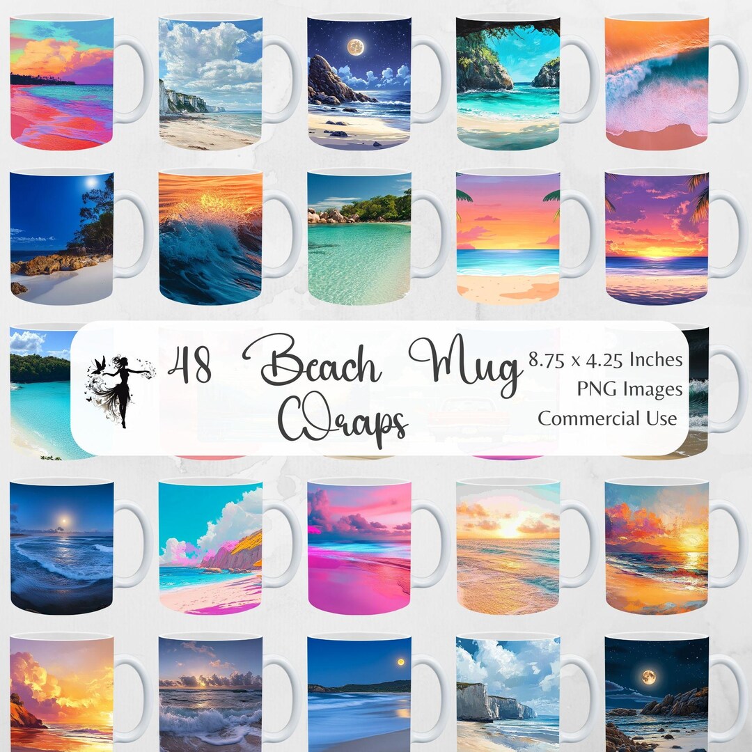 Beach Mug Wrap Bundle Summer Mega Bundle Tropical Summer Sublimation ...
