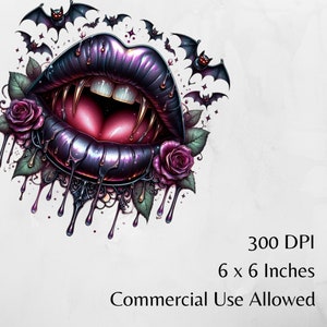 Gothic Lips PNG Sublimation Design Halloween DTF Lip Print Clipart ...