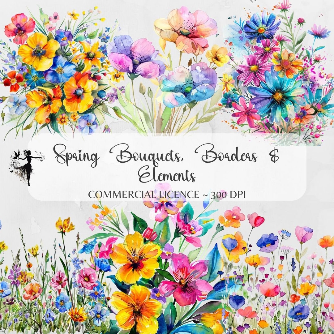 Spring Border PNG Floral Frames PNG Wildflower Clipart Bouquet Floral ...