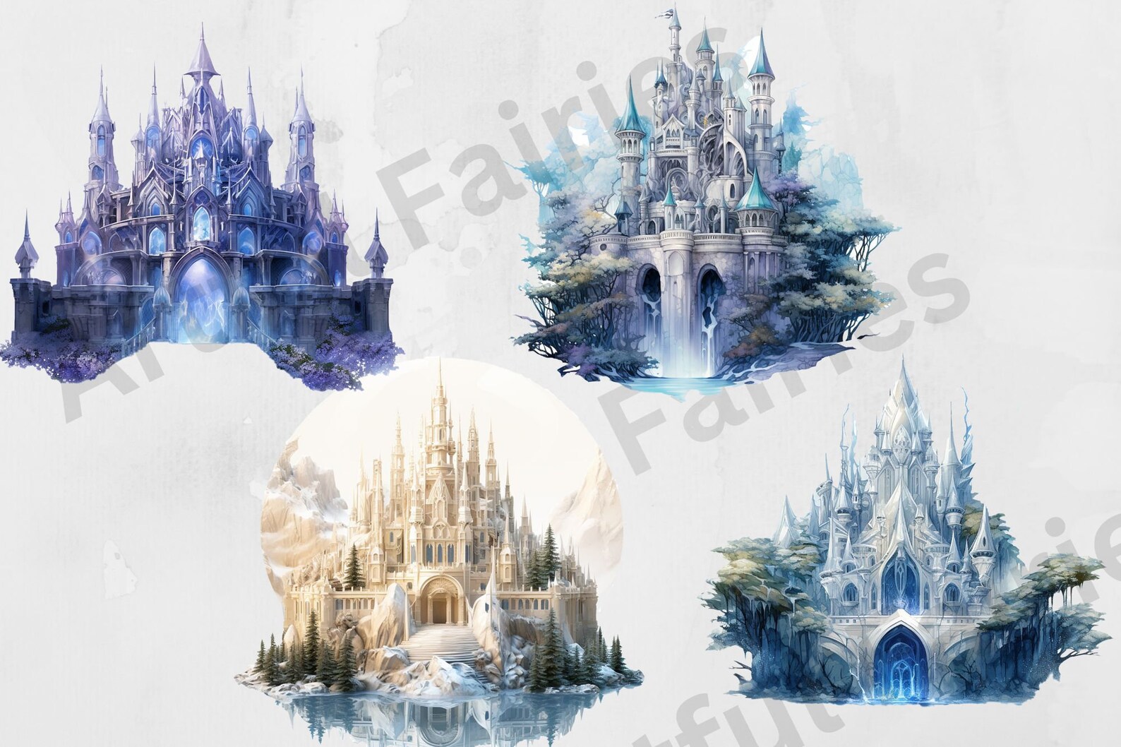 Magical Kingdom Clipart Crystal Castle Clipart Gothic Castle Fairy Tale ...