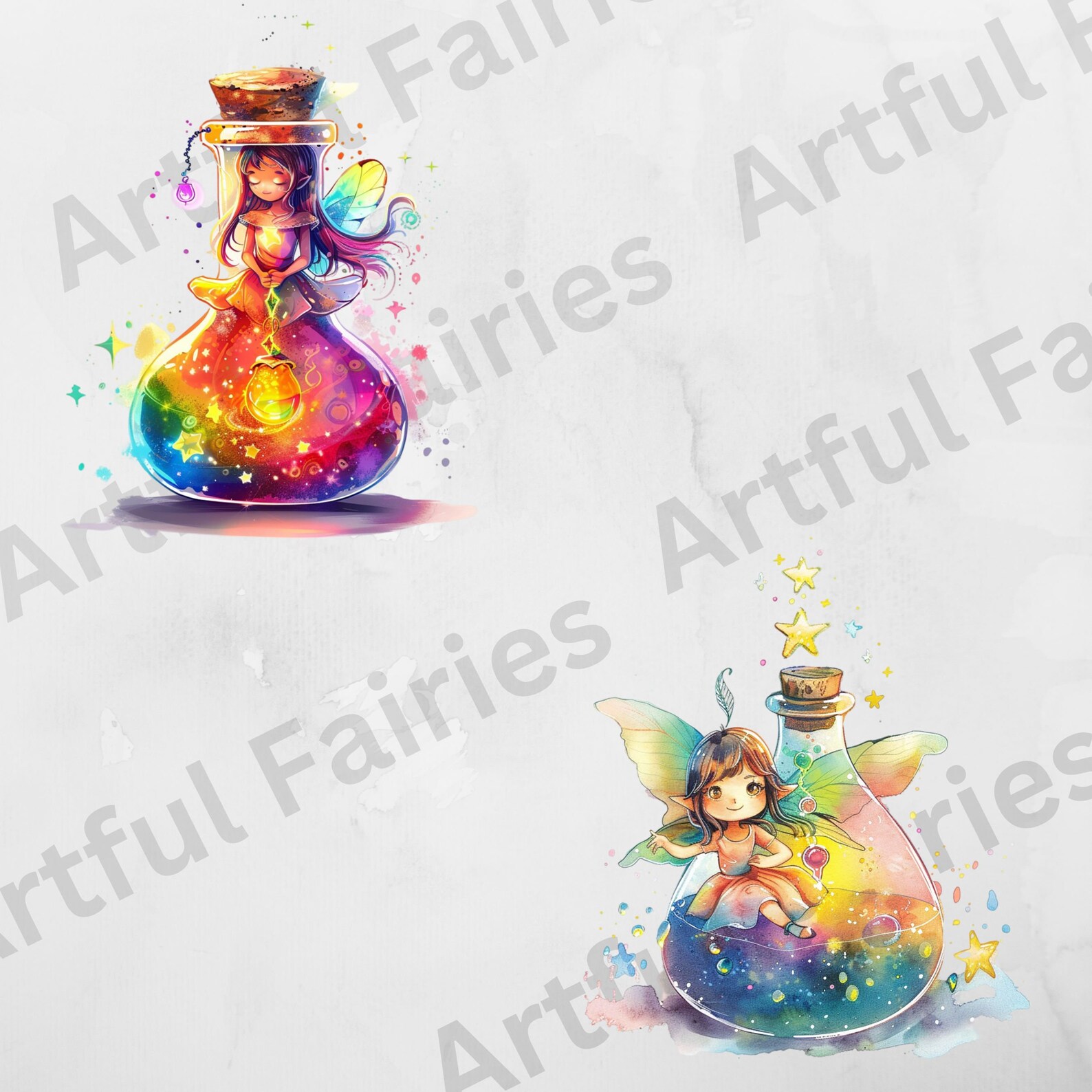 Cute Fairy Clipart in a Jar Fairy PNG Fantasy Watercolor Fairies ...