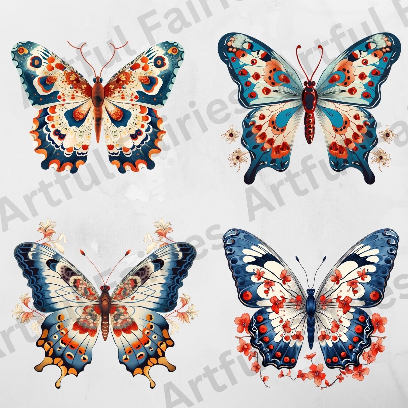 Butterfly Clipart Boho Butterfly PNG Butterflies PNG Boho - Etsy