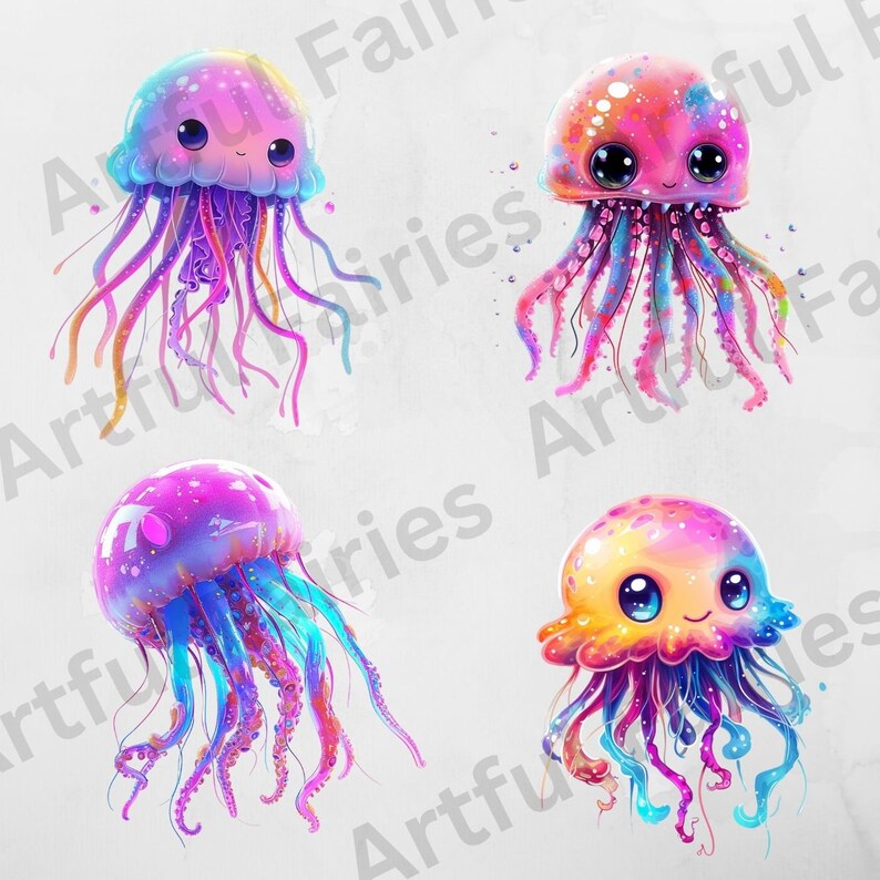 Jellyfish Clipart Cute Under the Sea PNG Underwater Stickers Sea Jelly ...