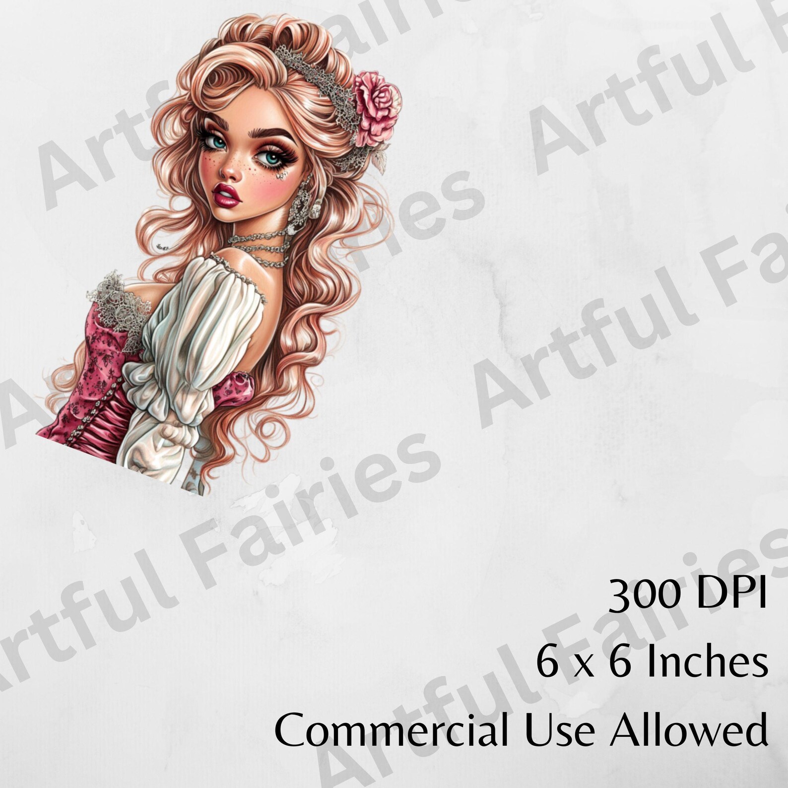 Victorian Edwardian Girl Chibi Clipart PNG, Fashion Clipart, Vintage ...