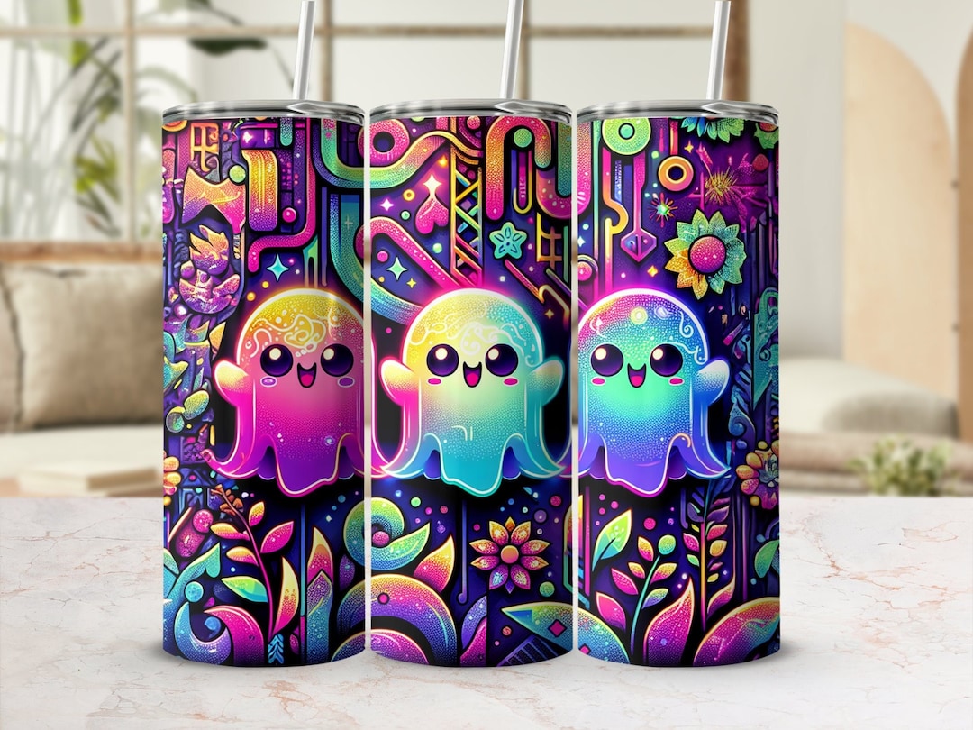 Cute 90s Ghost Y2K Neon Vintage Tumbler Wrap Halloween 20oz Tumbler ...