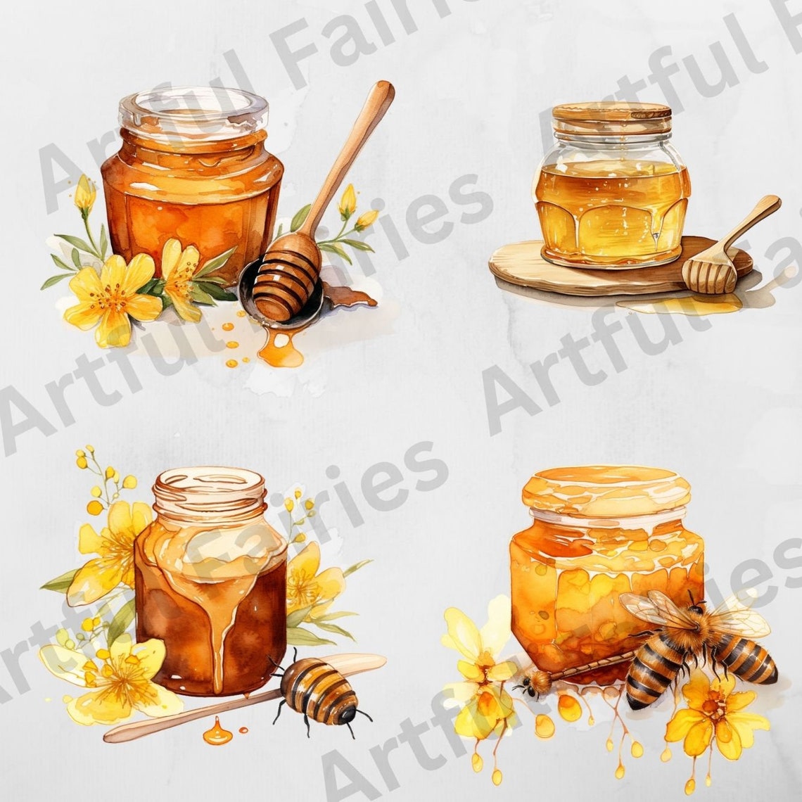 Watercolor Honey Clipart Honey Bee PNG Bee PNG Bee Clipart Honey ...