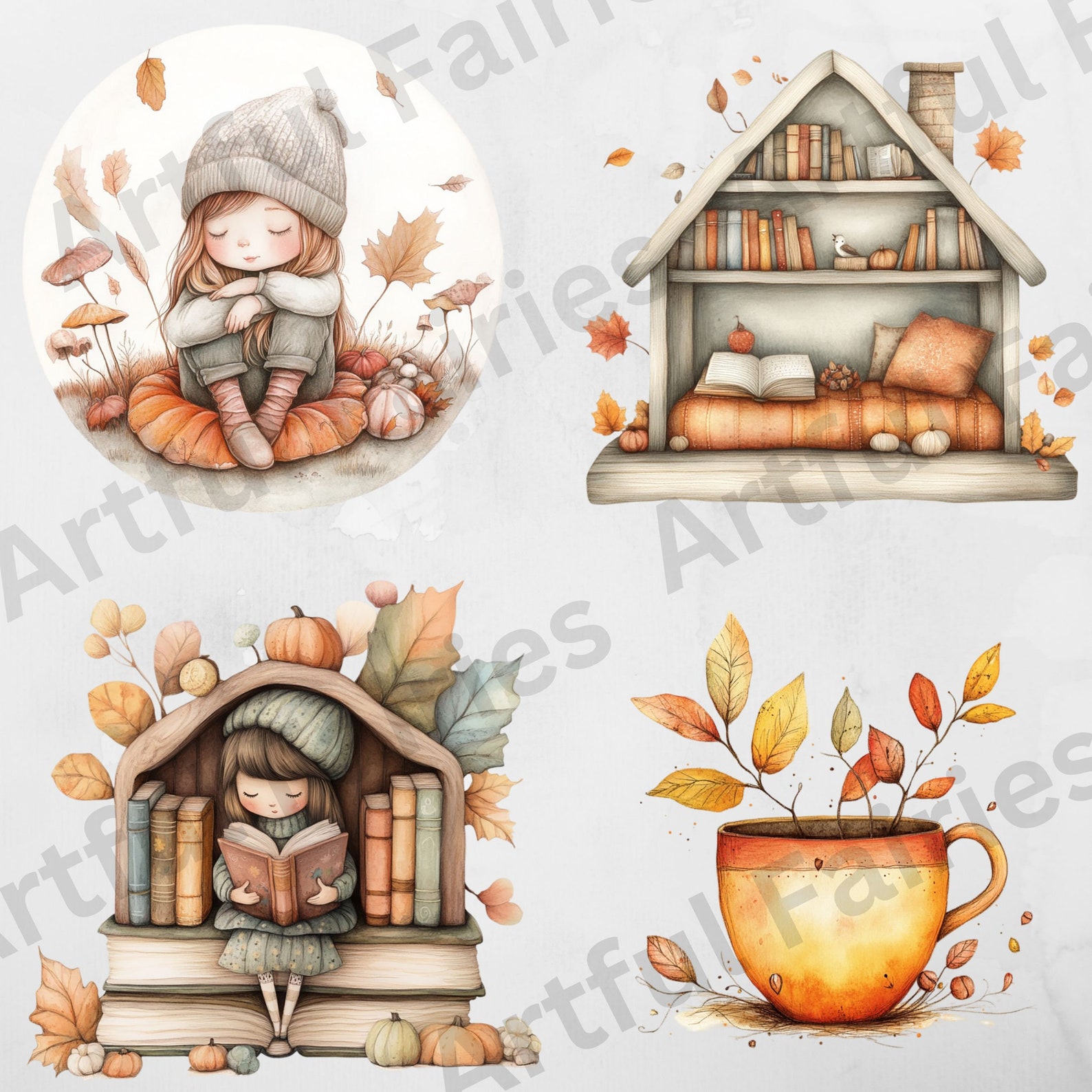 Fall Autumn Clipart Coffee Fall Leaves PNG Fall Vibes Autumn Bouquet ...