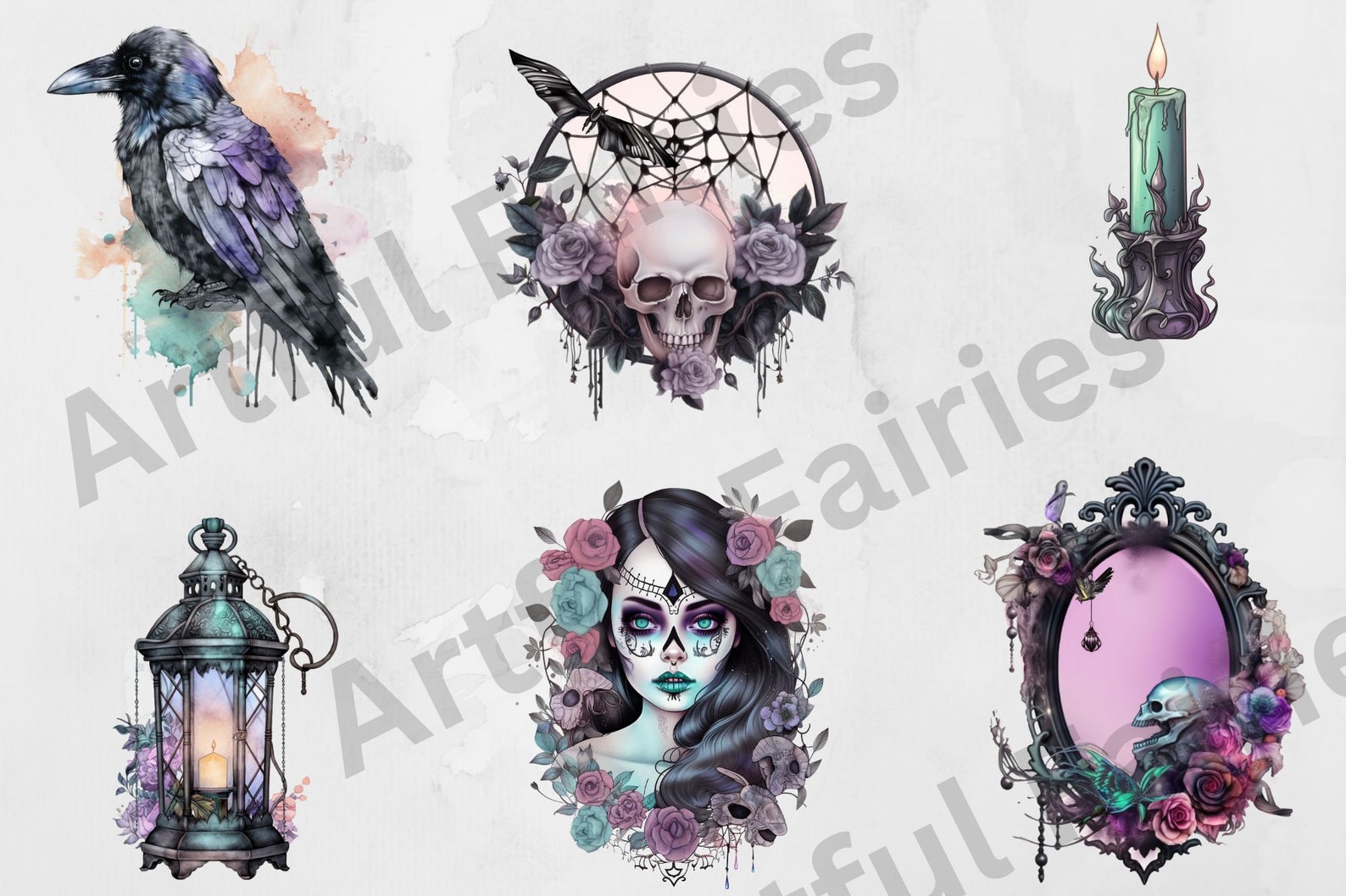 Pastel Goth Clipart Goth PNG Cute Halloween Clipart Bundle Emo - Etsy