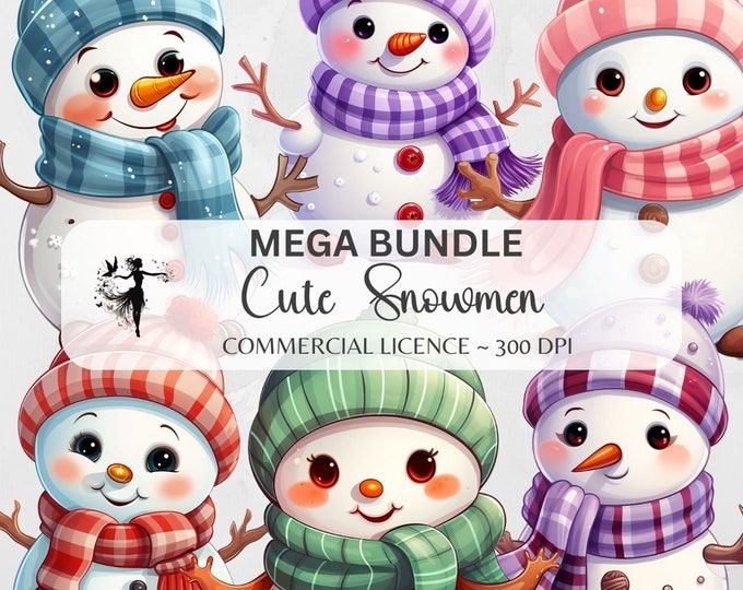 Cute Snowmen Clipart Snowman PNG Christmas Graphics Winter Holidays ...