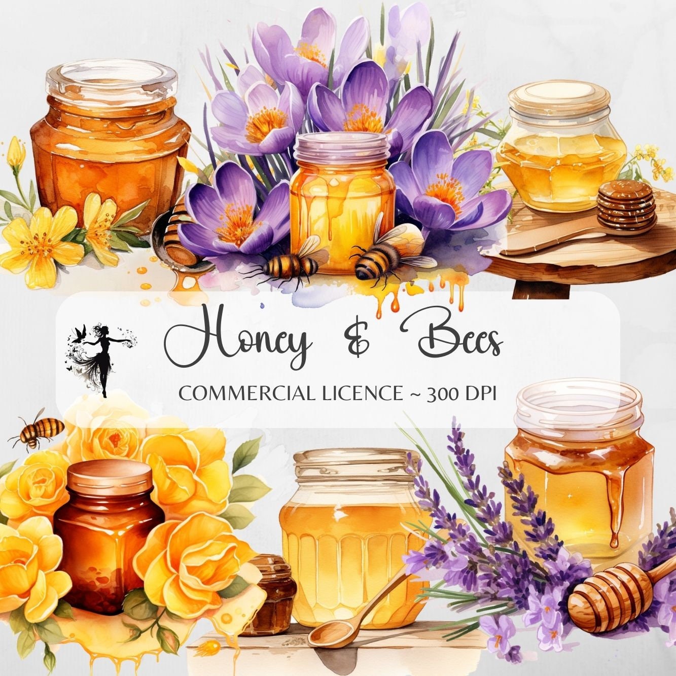 Watercolor Honey Clipart Honey Bee PNG Bee PNG Bee Clipart Honey ...