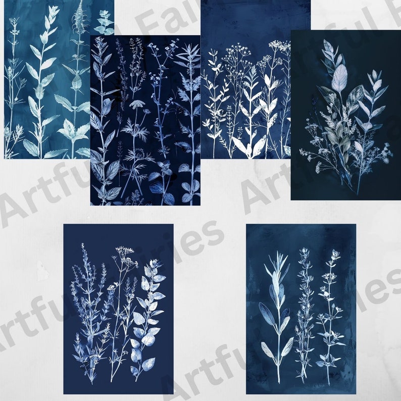 Cyanotype Junk Journal Pages Scrapbooking Pages Printable Journal ...