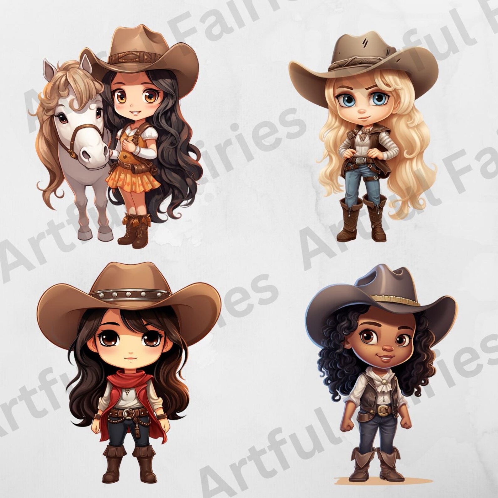 Cowgirl Clipart Western Clipart Cowgirl PNG Chibi Clipart Chibi PNG ...