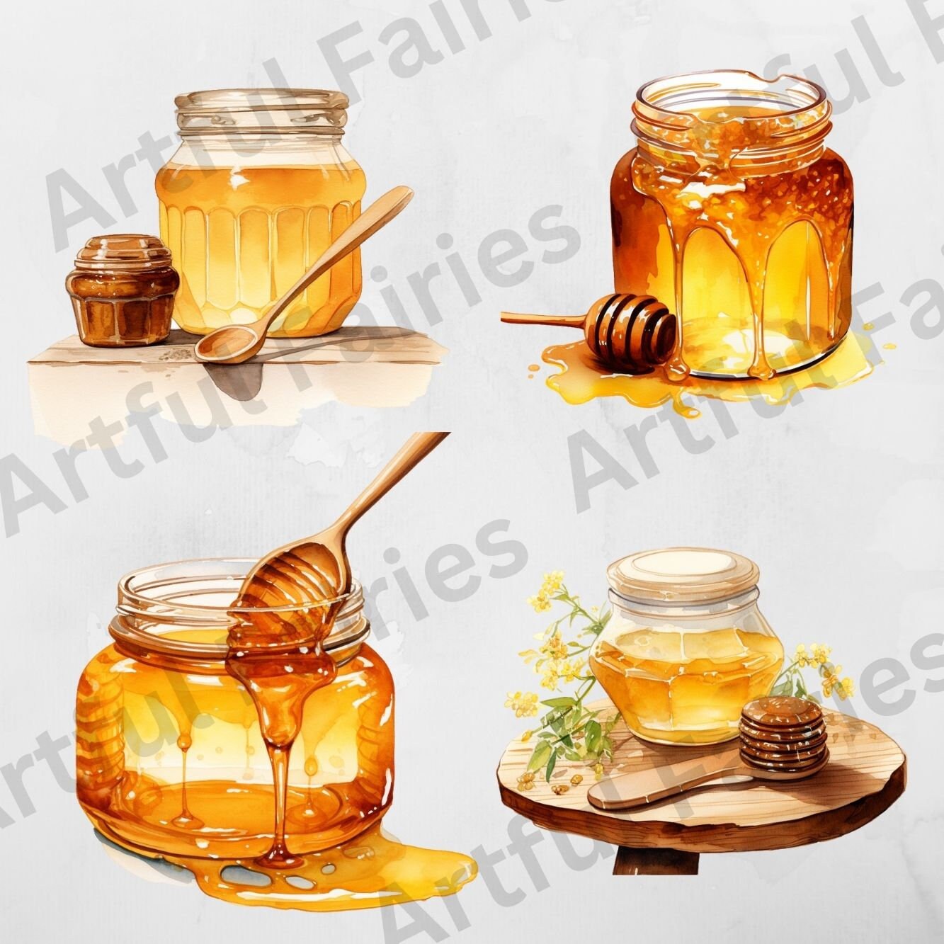 Watercolor Honey Clipart Honey Bee PNG Bee PNG Bee Clipart Honey ...