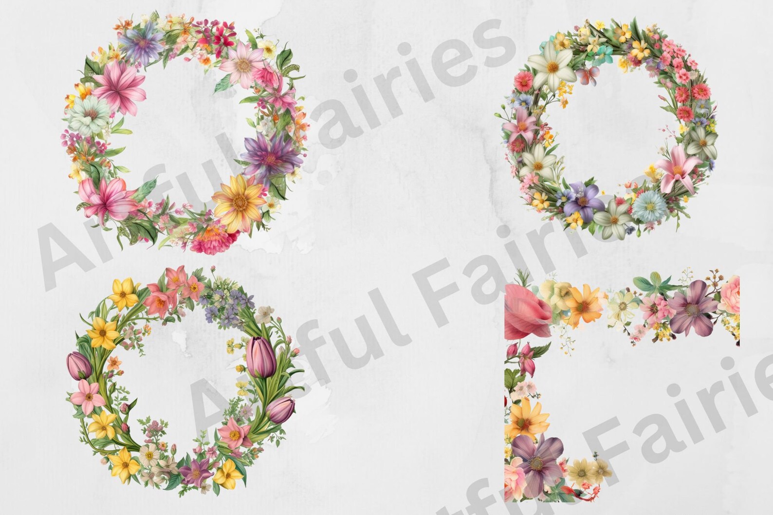Floral Clipart Flower Clipart Floral Wreath PNG Watercolor Floral ...