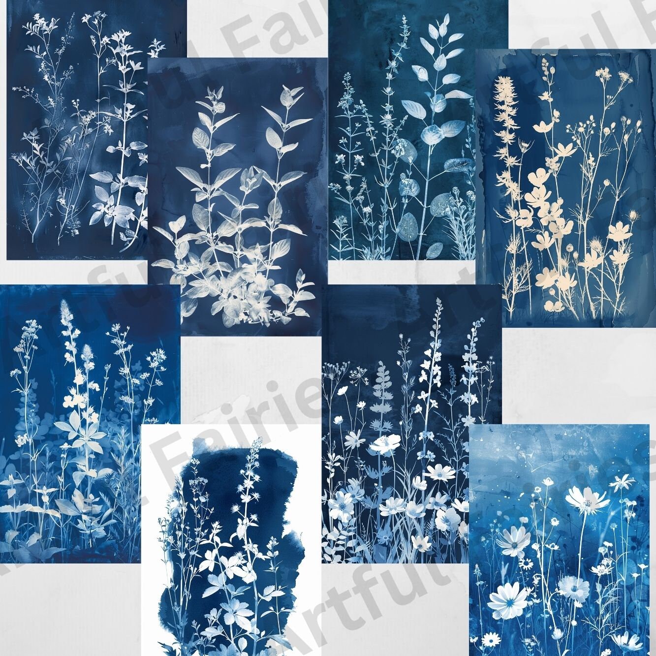 Cyanotype Junk Journal Pages Scrapbooking Pages Printable Journal ...